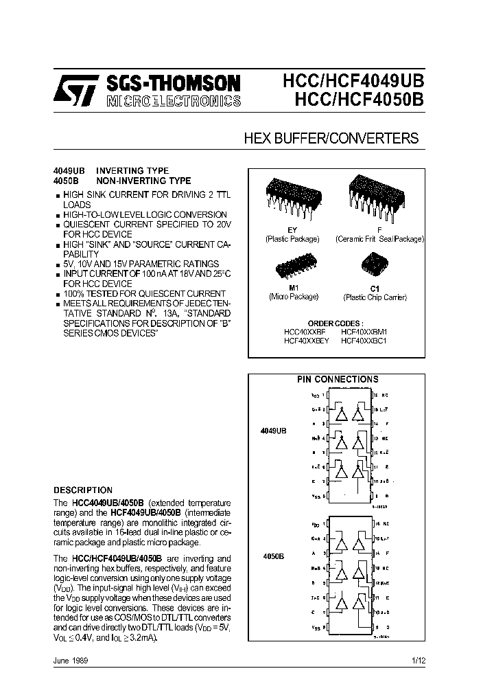 HCF4049BC1_785074.PDF Datasheet Download --- IC-ON-LINE